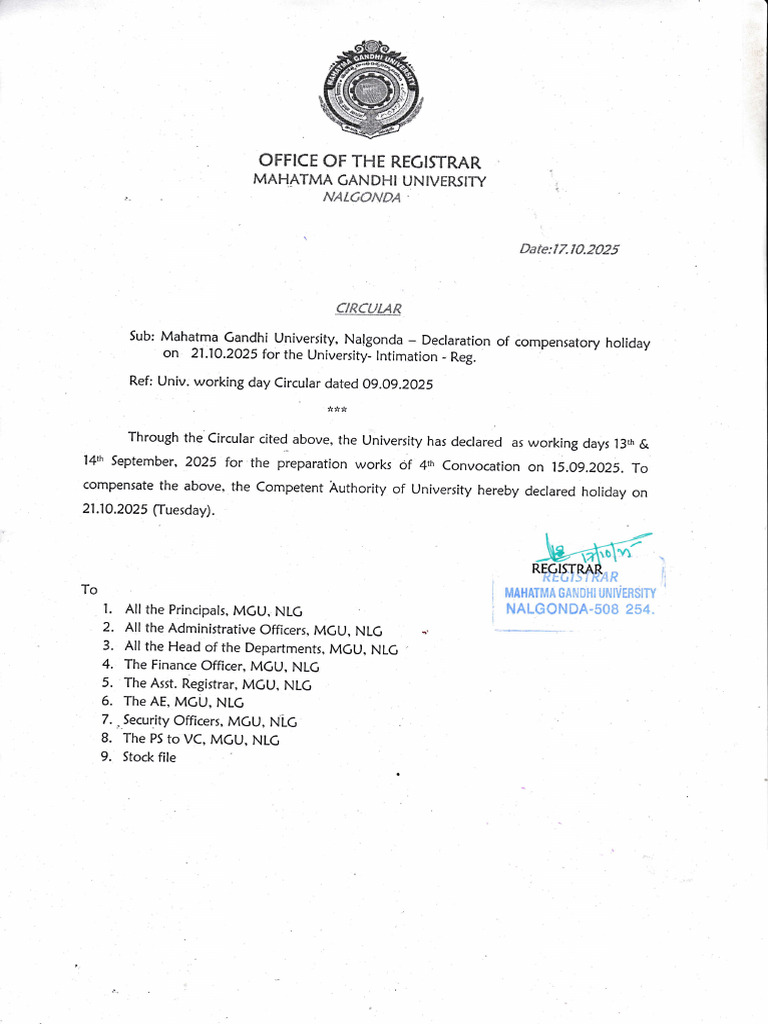 Circular (Holiday) | PDF