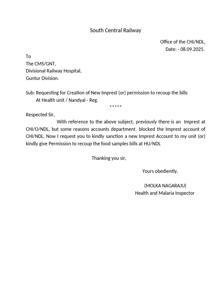 Imprest Letter 2026 | PDF