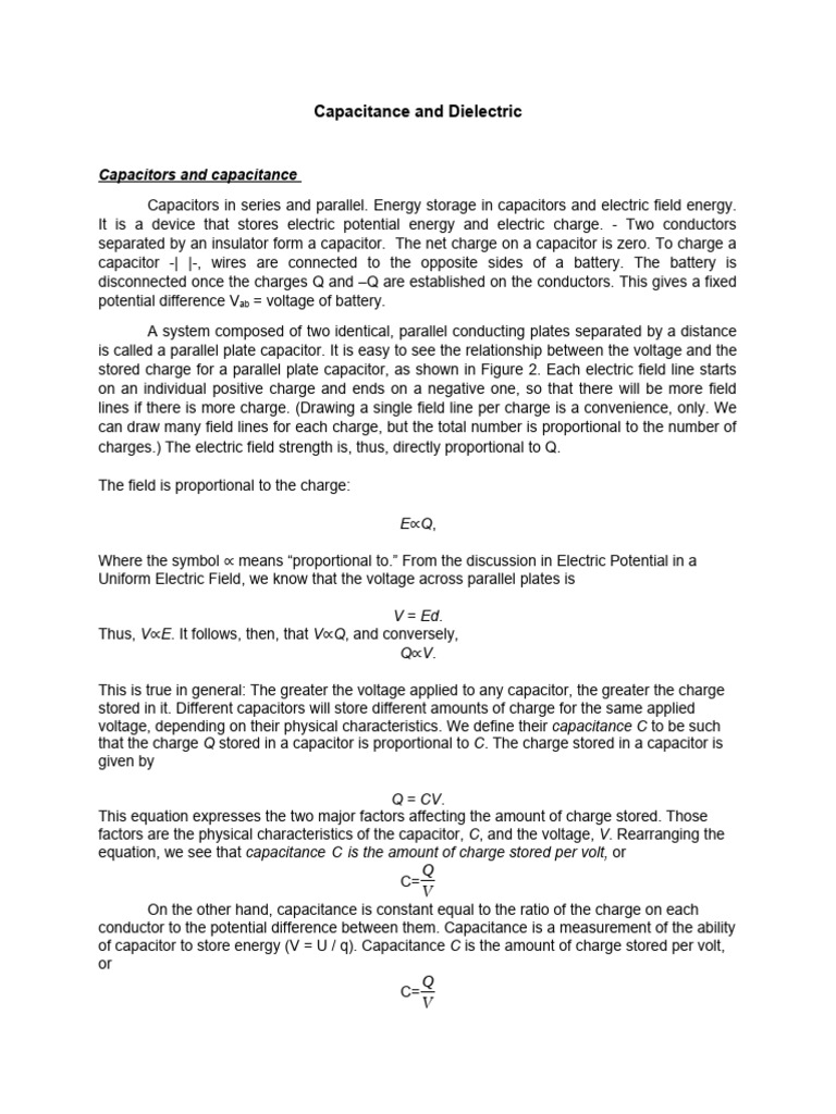 Capacitance and Dielectric | PDF | Capacitance | Capacitor