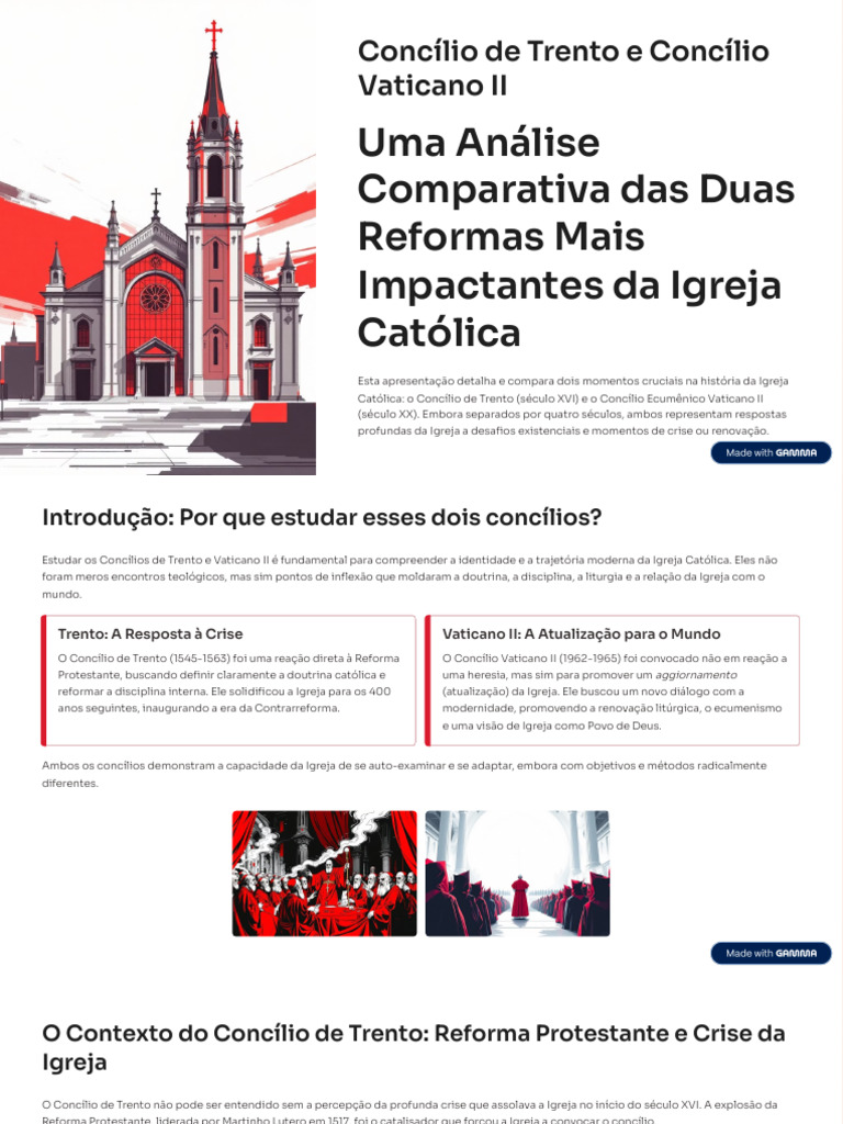 Trento e Vaticano II: Reformas da Igreja Católica | PDF | Concílio ...