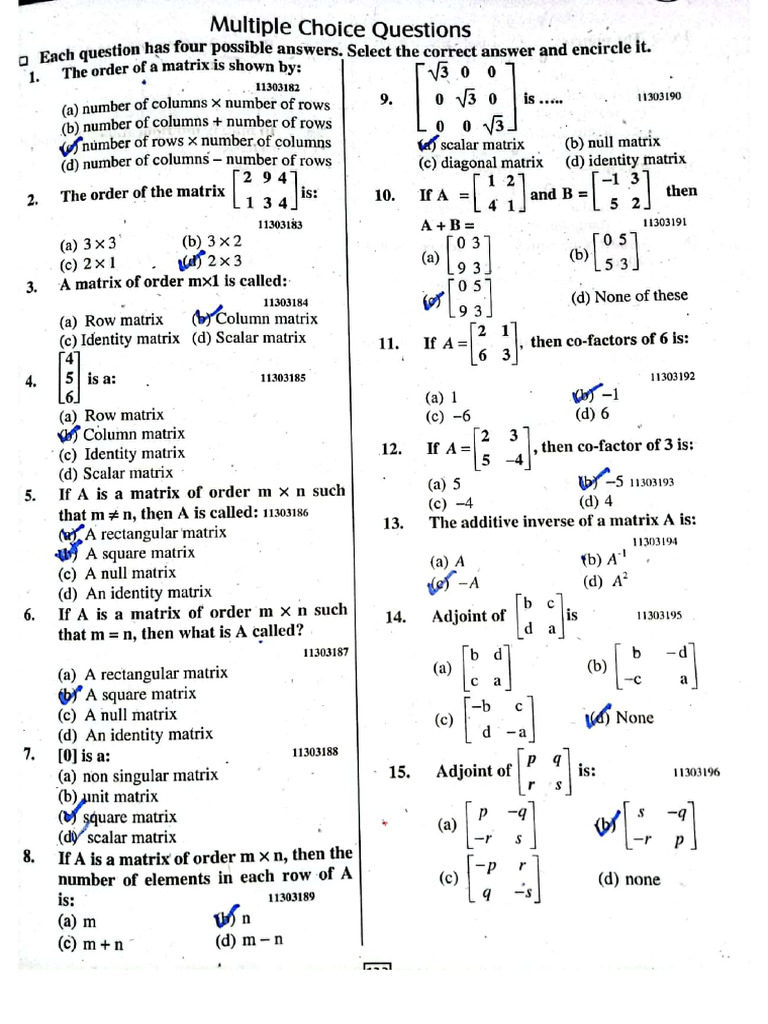 New Doc Maths Chapter 3 MCQ's | PDF