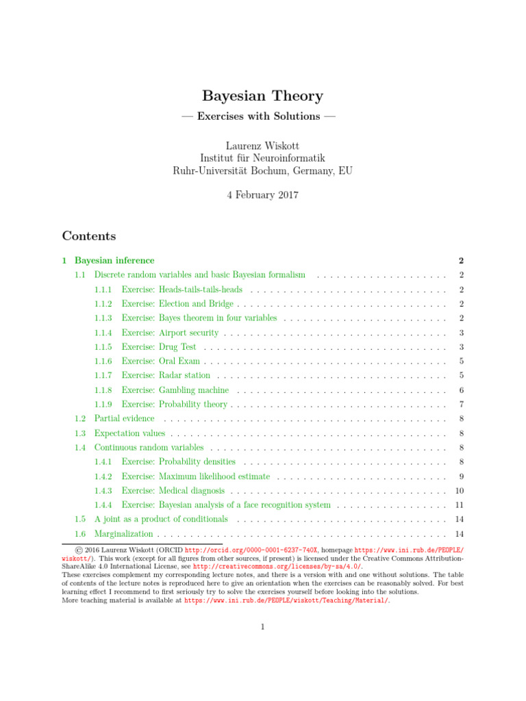 Bayesian Theory Exercises and Solutions | PDF | Normal Distribution ...