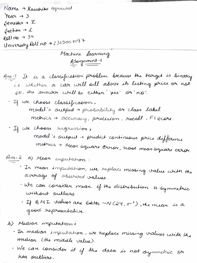 Kaushiki Agrawal (ML Assignment 1) | PDF