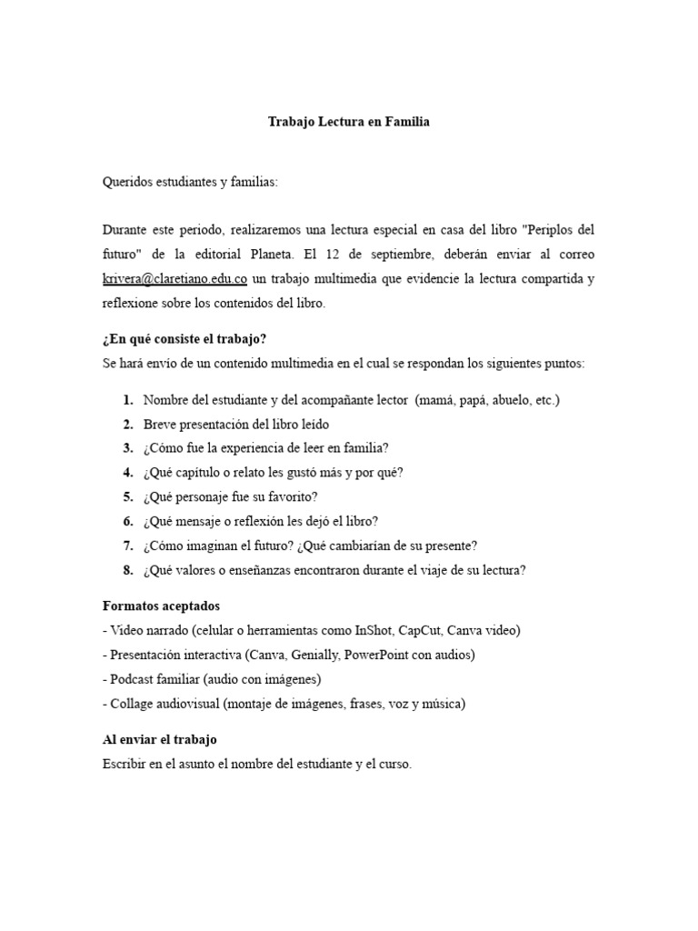 Lectura Familiar: Periplos del Futuro | PDF