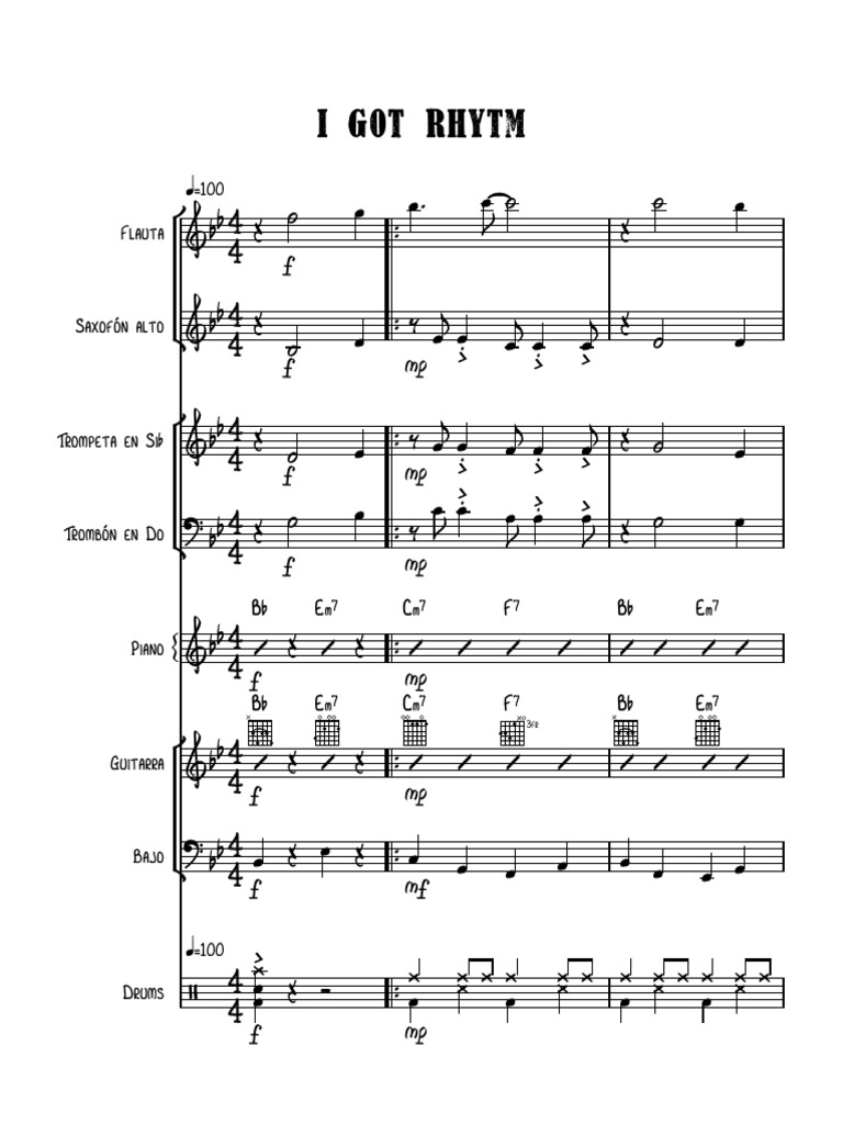 Partition de "I Got Rhythm" pour orchestre | PDF | Théorie (échecs ...