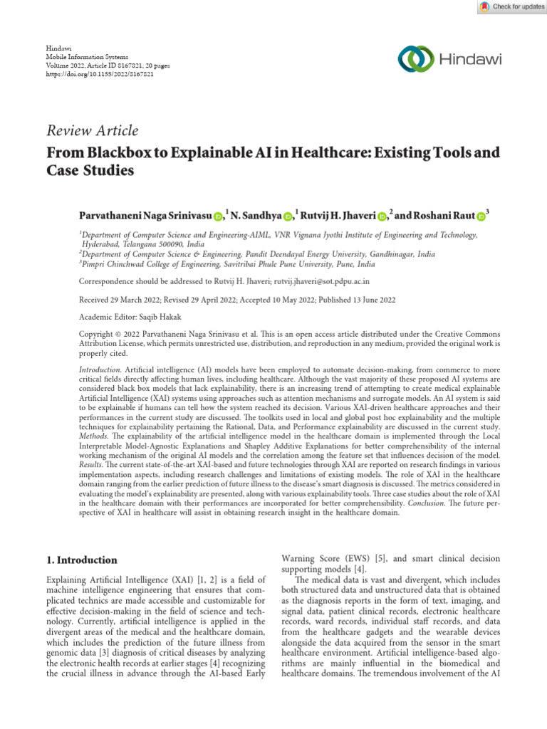 Paper-2 (Explainable AI (XAI) in Healthcare Diagnosis) | PDF ...