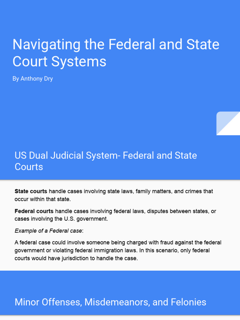 Navigating The Federal and State Court Systems | PDF