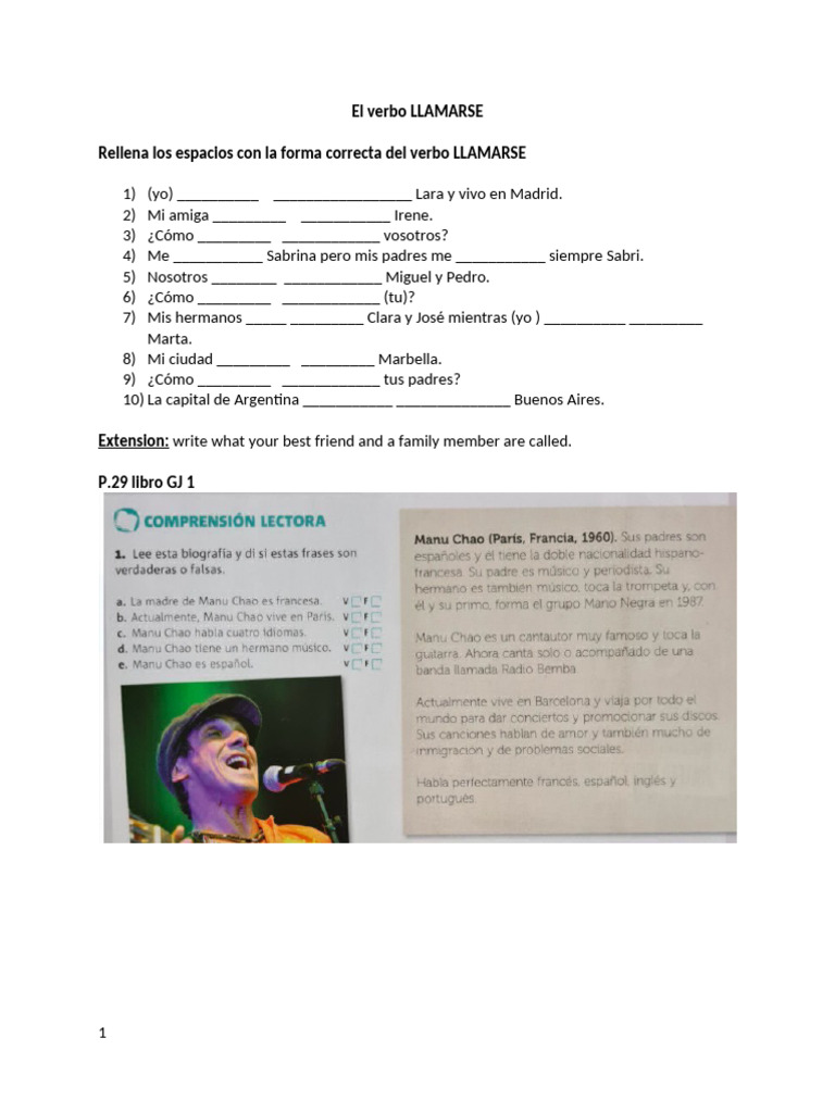 Llamarse & Reading | PDF