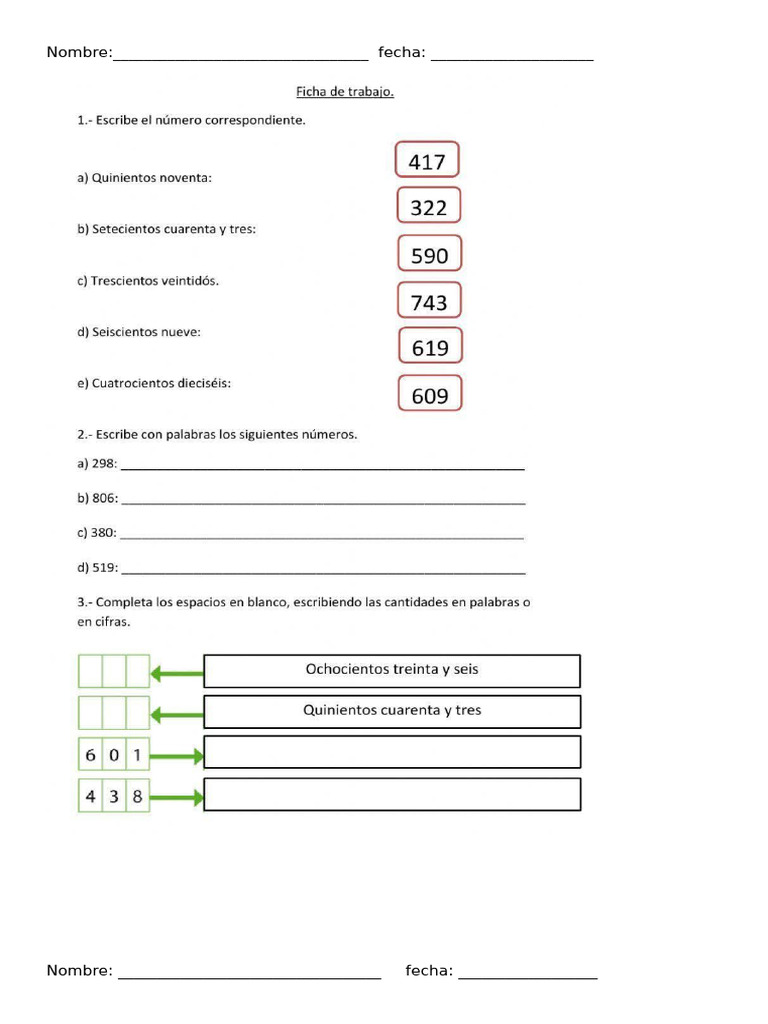 Numeros Del 100 Al 1000 | PDF