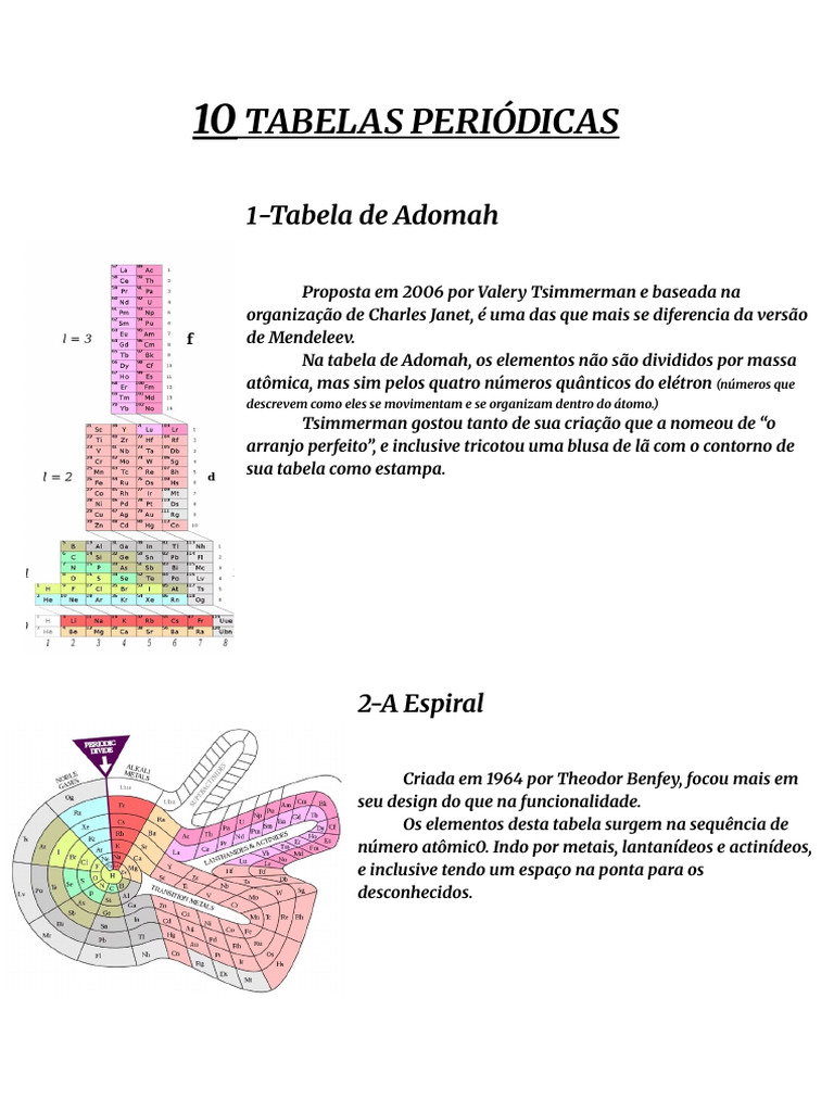 10 Modelos Inovadores de Tabelas Periódicas | PDF | Tabela periódica ...