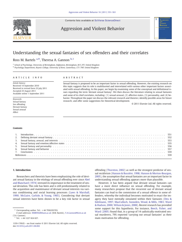Sexual Fantasies in Sex Offenders Analysis | PDF | Sexual Fantasy ...