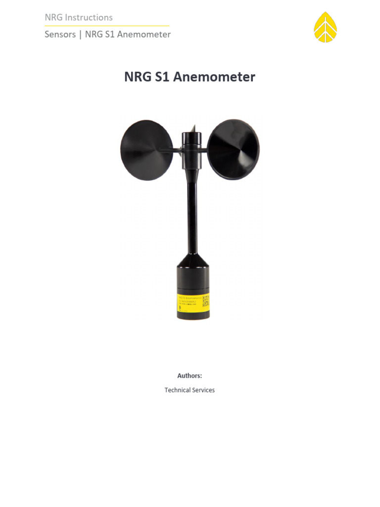 NRG S1 Anemometer Instructions | PDF | Electrical Connector | Amplitude