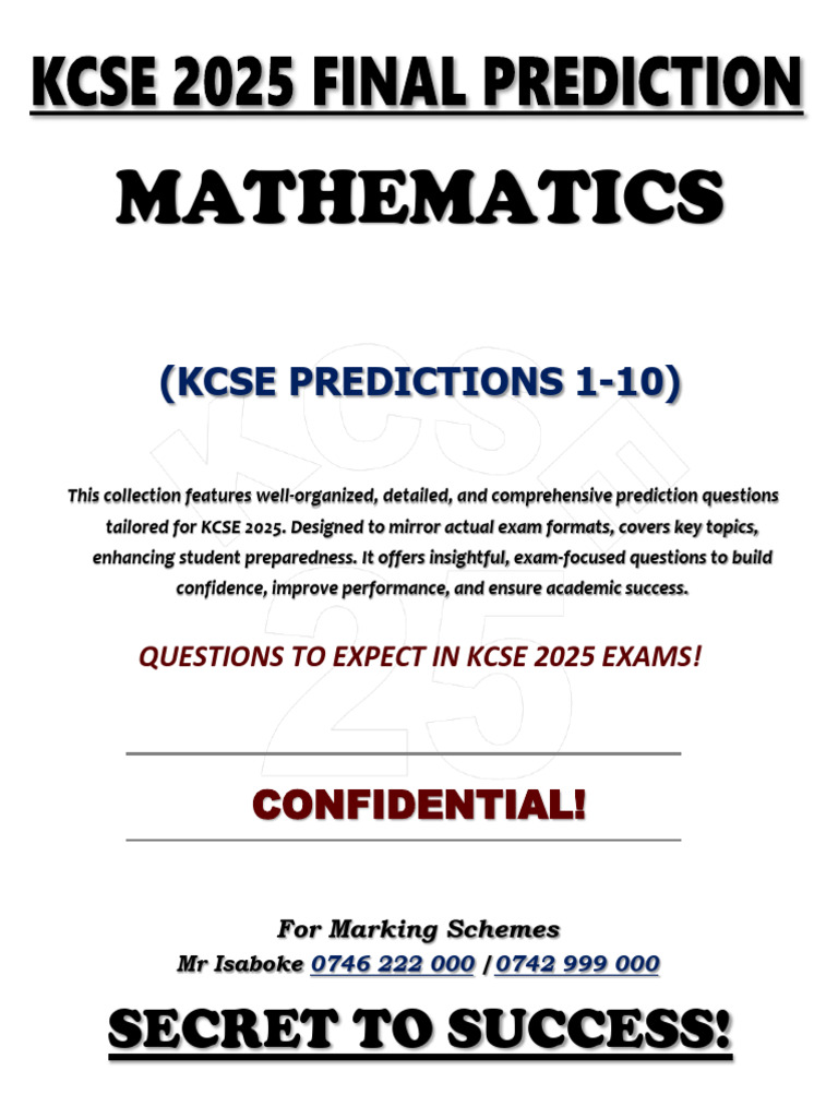 KCSE 2025 Mathematics Predictions Guide | PDF | Circle | Tangent