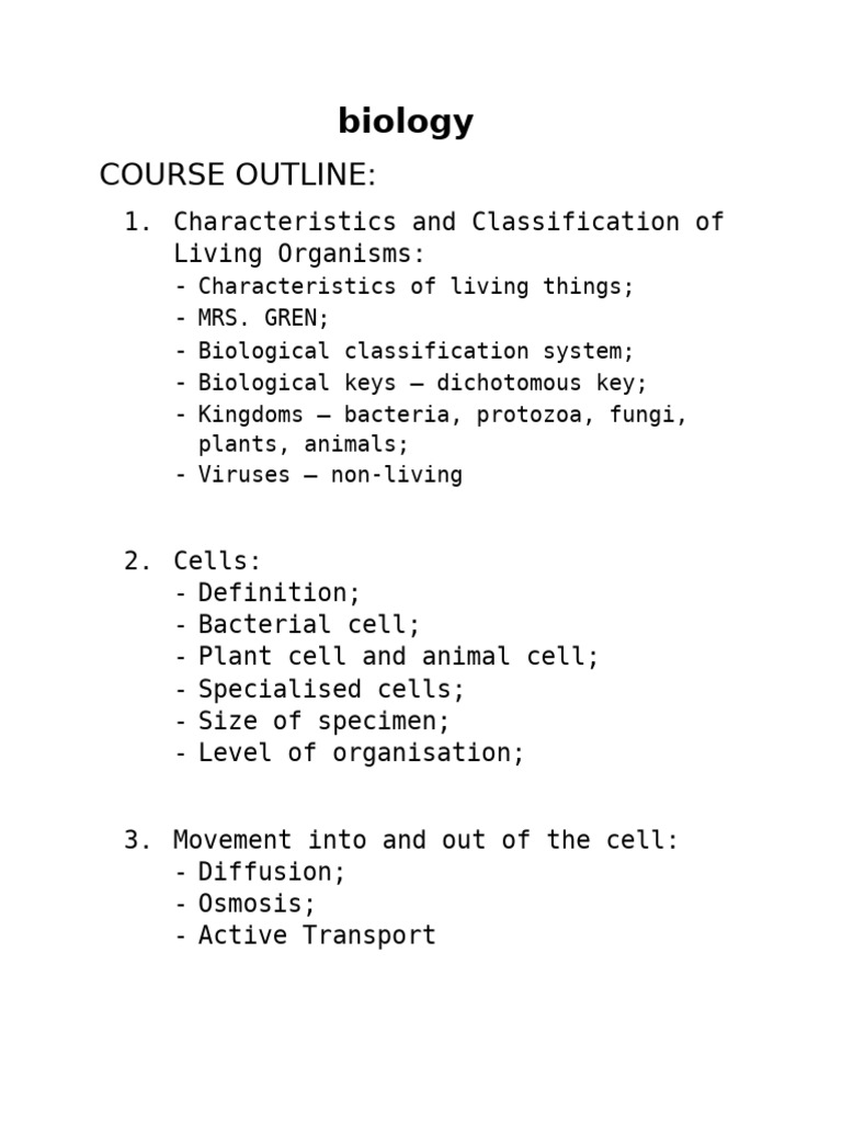 Biology Course Outline | PDF