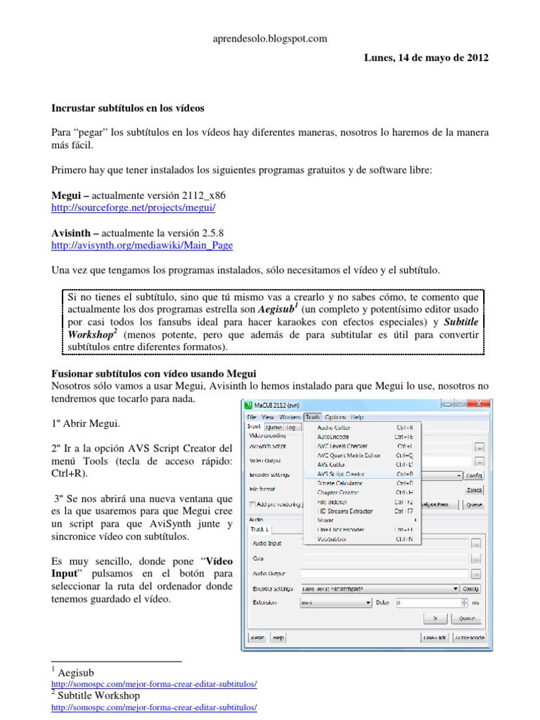 Megui - Incrustrar Subtítulos en Vídeos | PDF | Códec | Archivo de computadora
