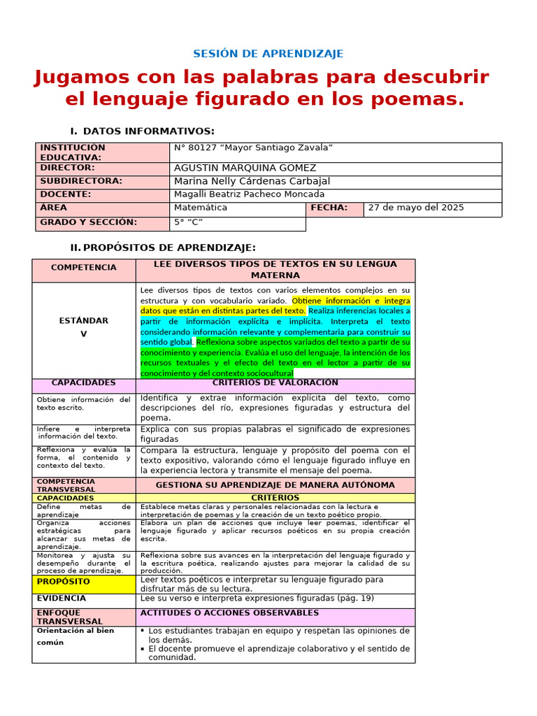 5° SESIÓN COM-Jugamos Con Las Palabras para Descubrir El Lenguaje ...