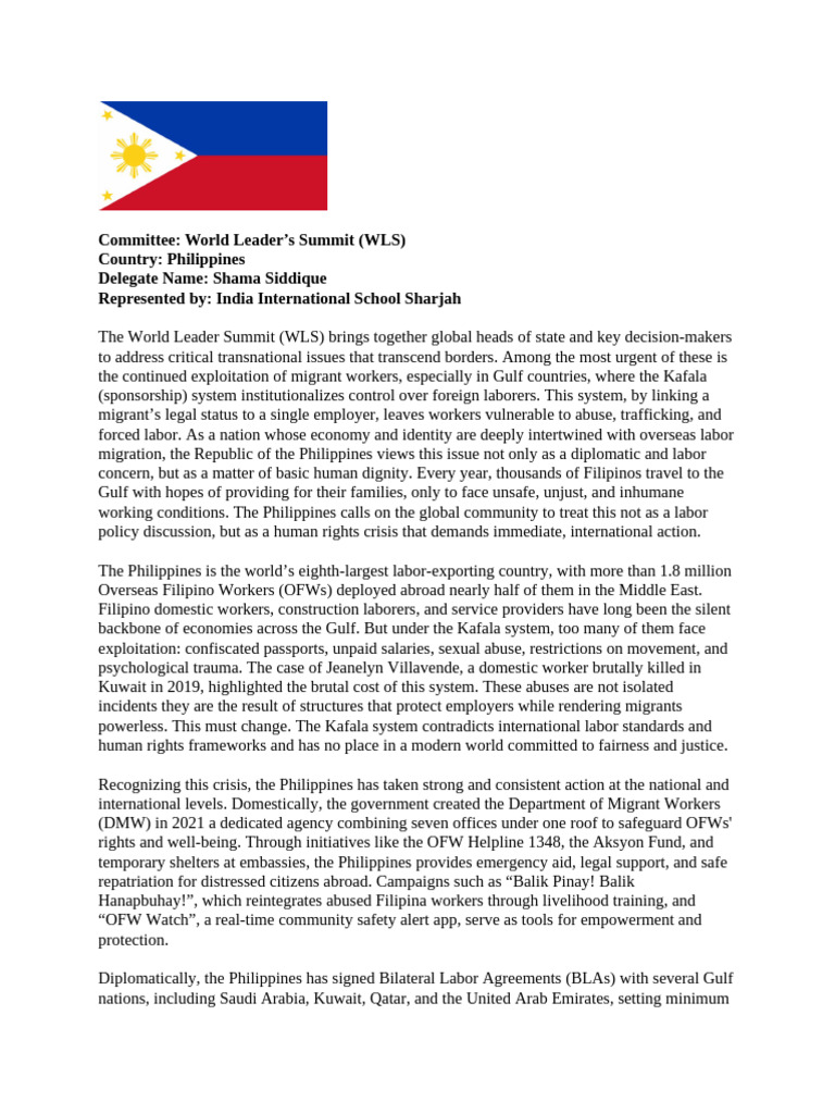 Philippines Advocates Against Kafala System | PDF | Migrant Worker ...
