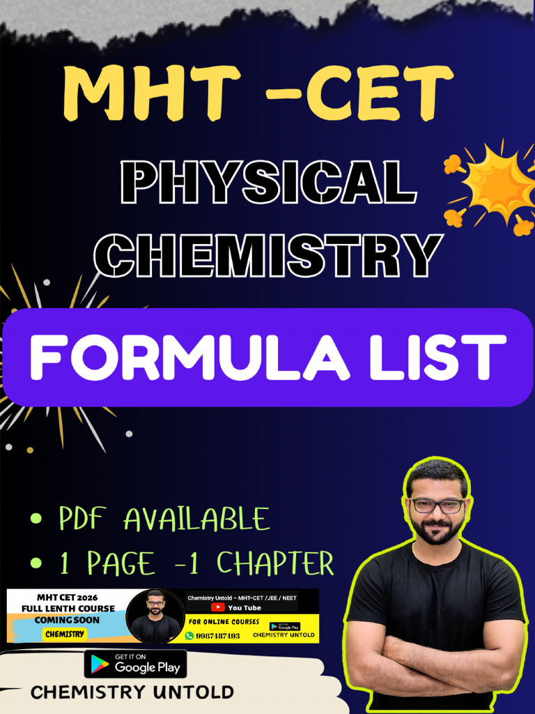 Physical Chem Formula List Mht-Cet | PDF