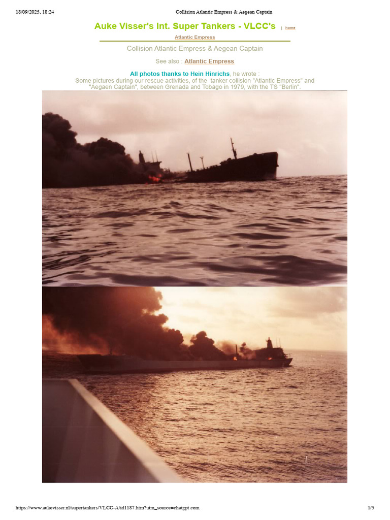 Collision Atlantic Empress & Aegean Captain | PDF | Oil Tanker | Water ...