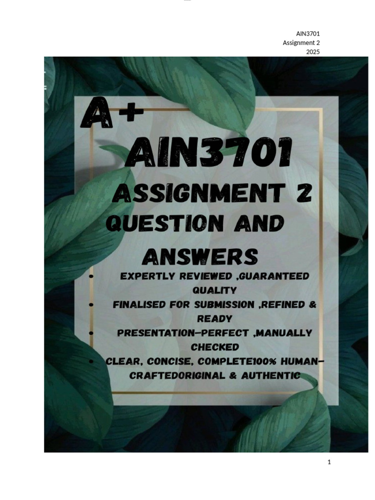 Ain3701 Assignment 2 (Complete Answers) 2025 (721274) - Due 13 June ...