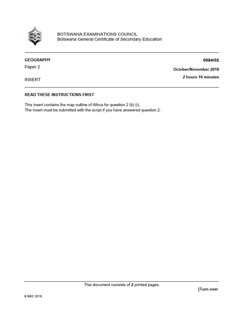 Bgcse Geography Paper 2 2018 Insert Pdf