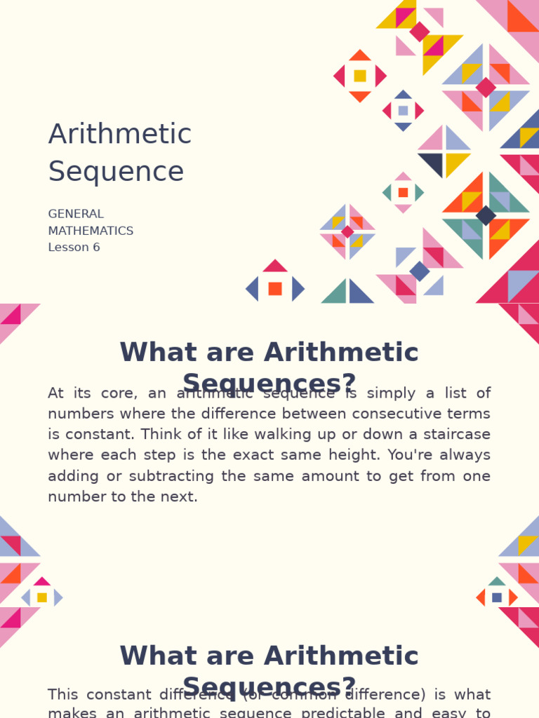 GENMATH Q1 L6 Arithmetic Sequence | PDF | Arithmetic | Numbers