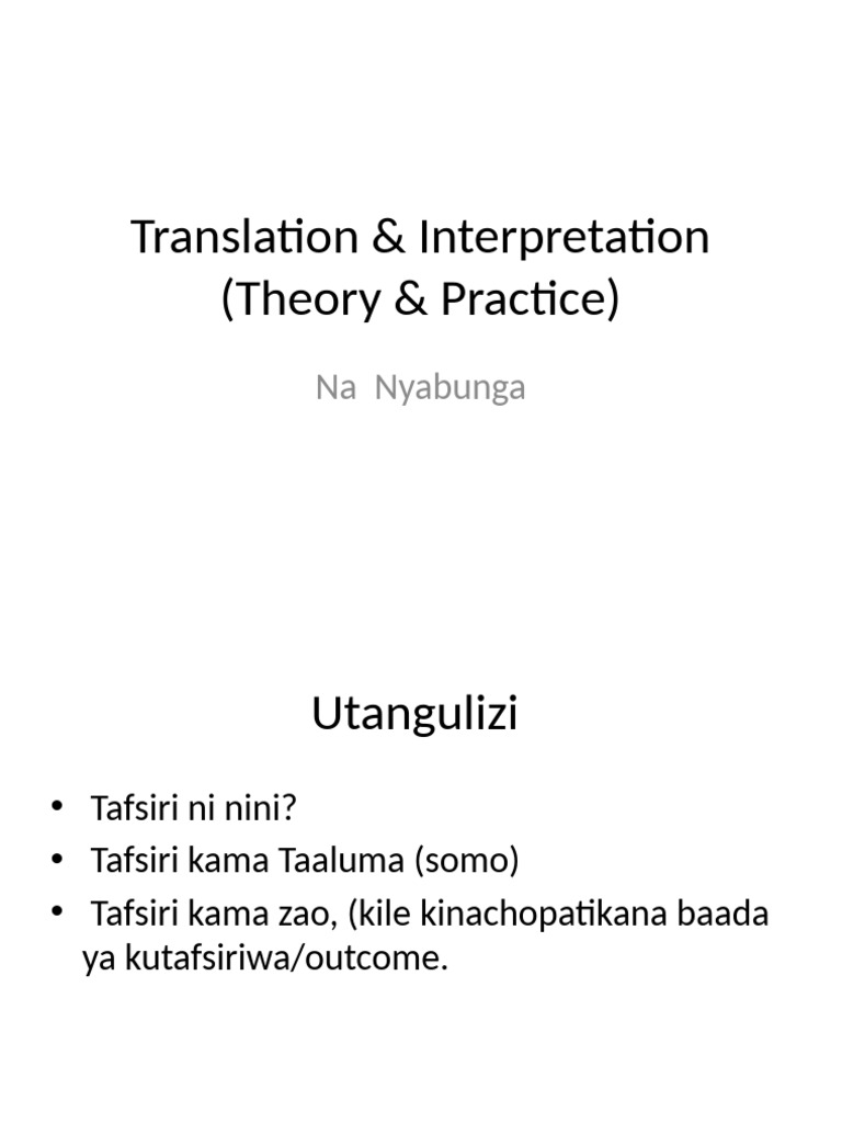 Translation & Interpretation (Theory & Practice) | PDF