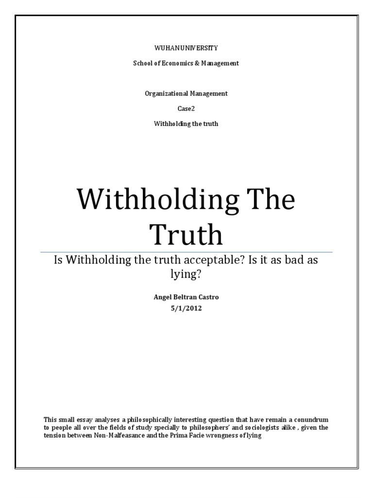 Withholding The Truth | PDF | Lie | Deception