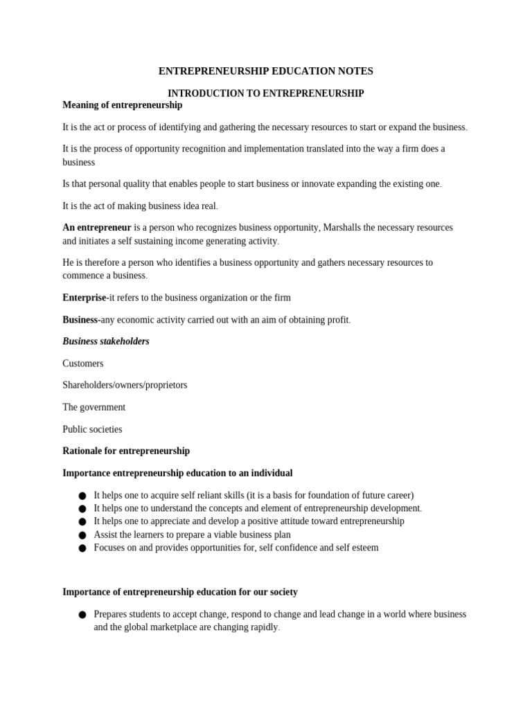 Entrepreneurship Education Overview | PDF | Entrepreneurship | Business