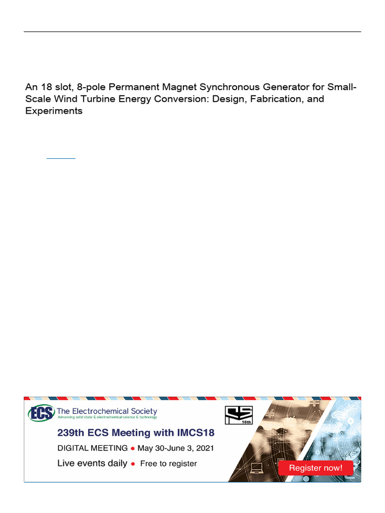 An 18 Slot 8-Pole Permanent Magnet Synchronous Gen | PDF | Electric ...