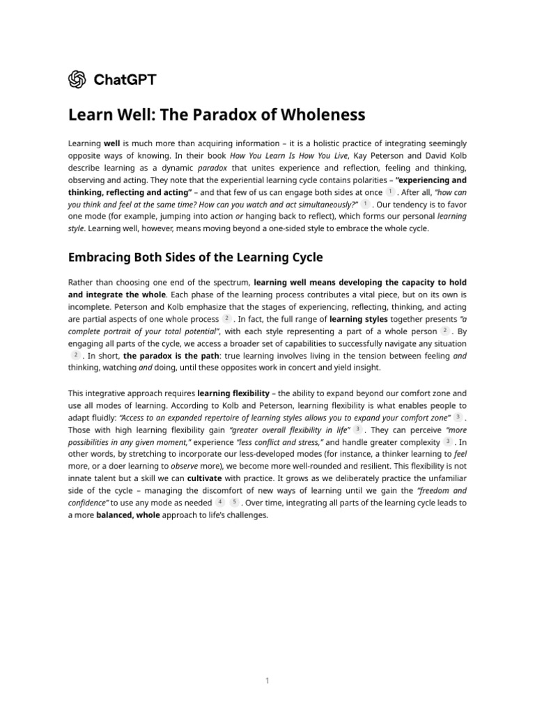 Learn Well - The Paradox of Wholeness | PDF | Mind | Well Being