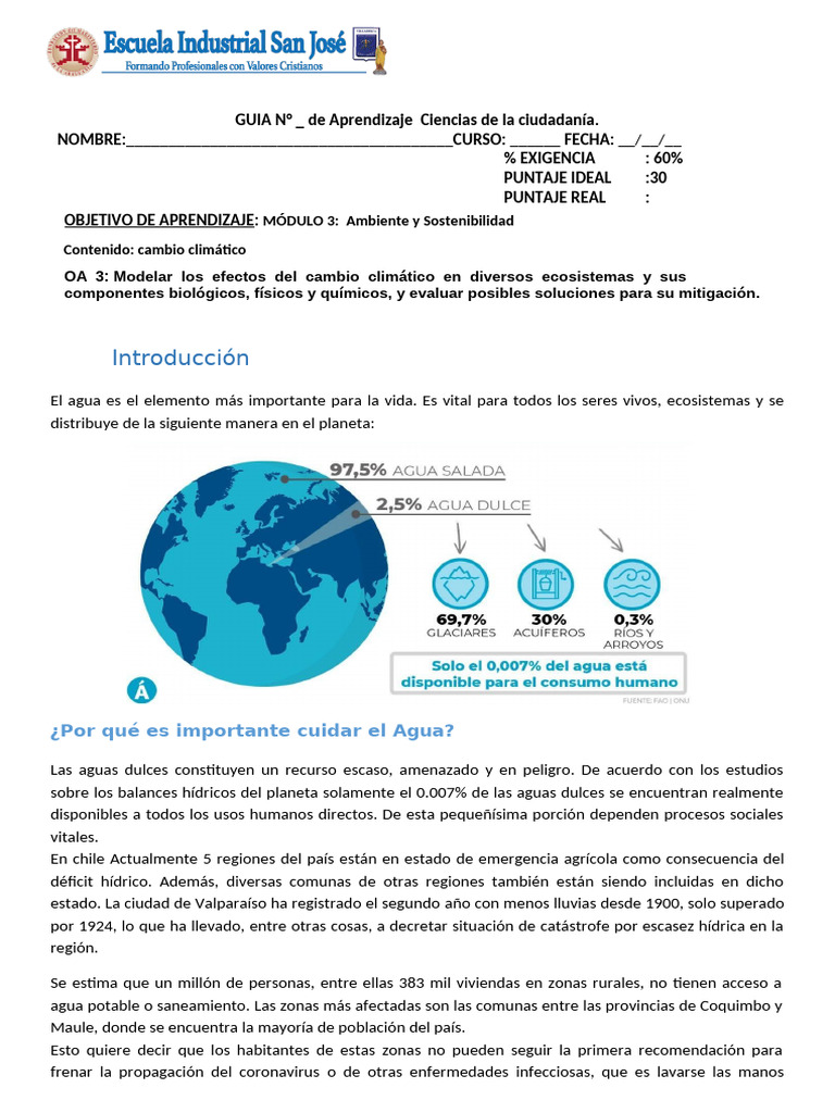 Impacto del Cambio Climático en el Agua | PDF | Agua | Escasez de agua