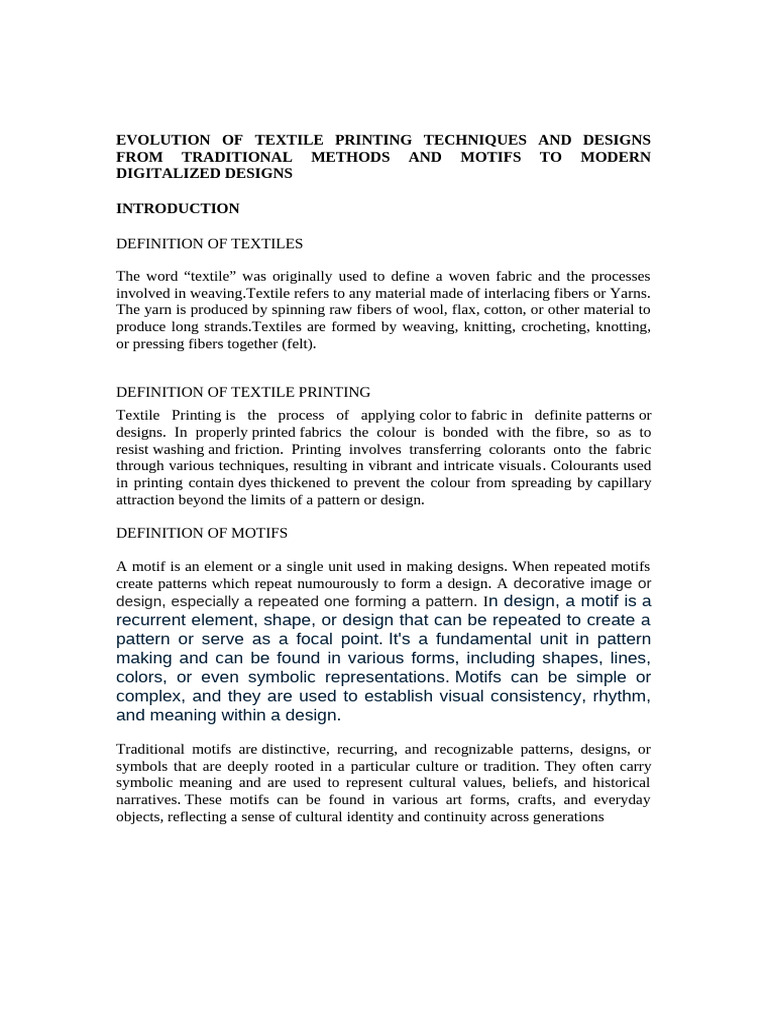 Evolution of Textile Printing Techniques and Desig 4 | PDF | Textiles