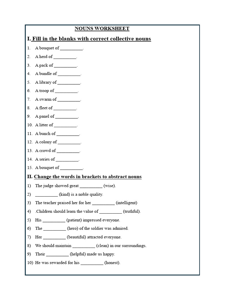 Nouns Worksheet Grade 6 | PDF