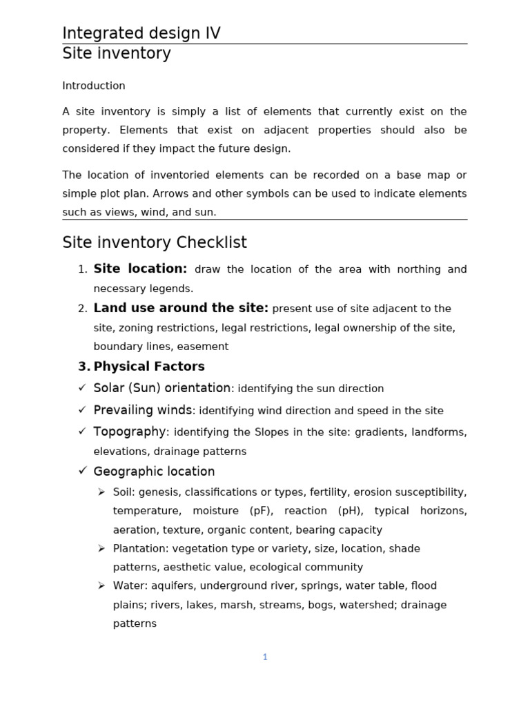 Site Inventory Checklist Guide | PDF