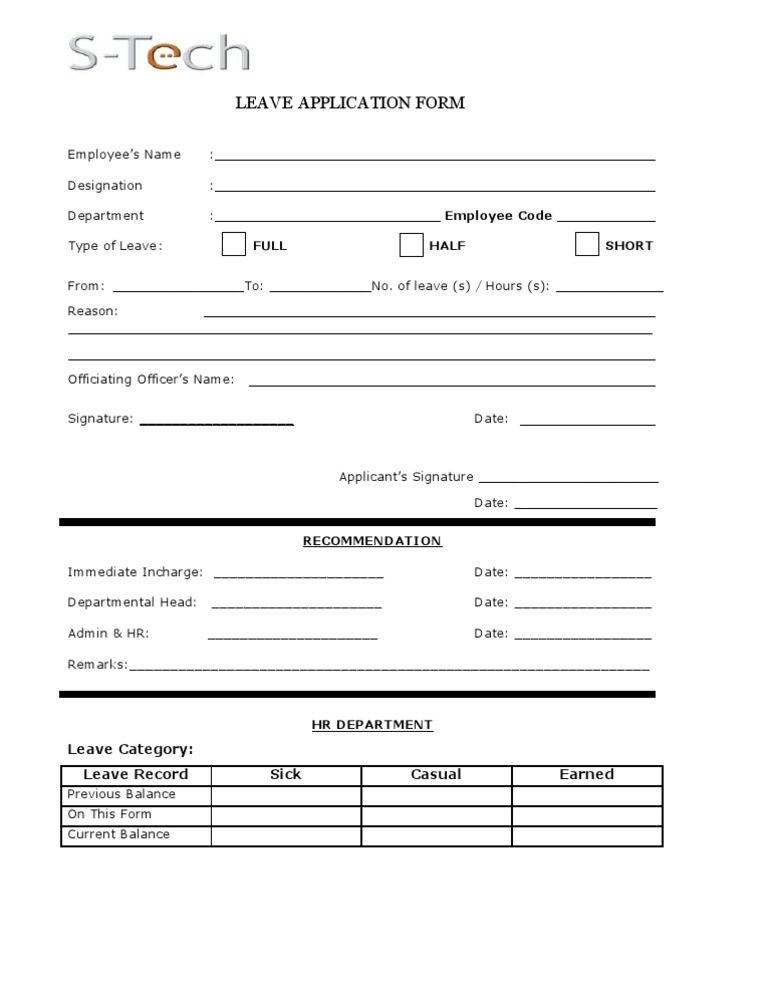 Leave Application | PDF