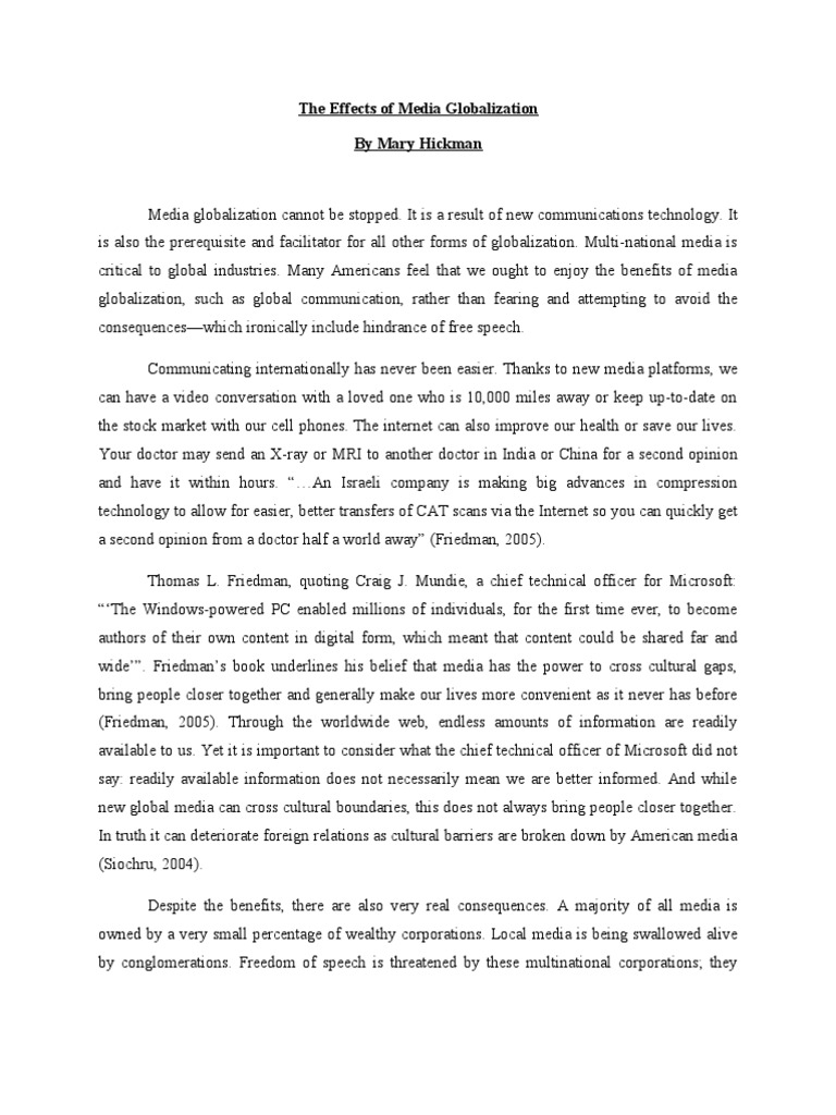 The Effects of Media Globalization | PDF