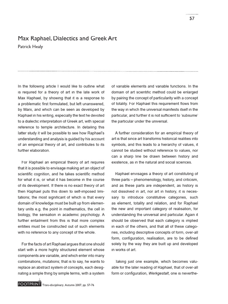 Healy, Patrick - Max Raphael, Dialectics and Greek Art | PDF | Force ...