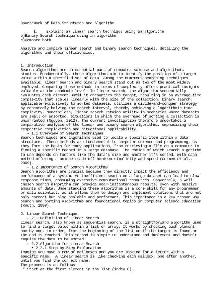 CourseWork of Data Structures and Algorithm | PDF | Time Complexity | Computer Science