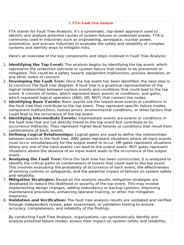FTA vs FMEA: Risk Analysis Methods | PDF | Reliability Engineering ...