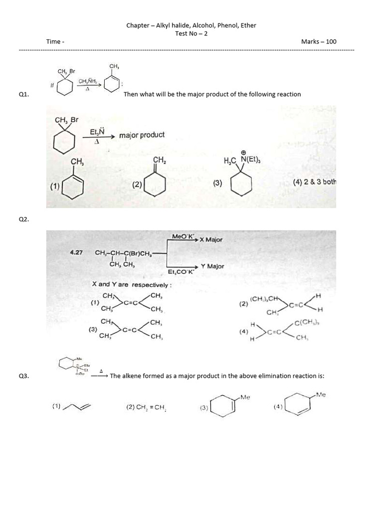 Alkyl Halide, Alcohal, Phenol, Ether - 2 | PDF | Chemical Reactions ...