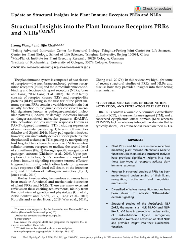 2020 Wang NLRs PRRs Review Plant Physiol | PDF | Protein Domain ...