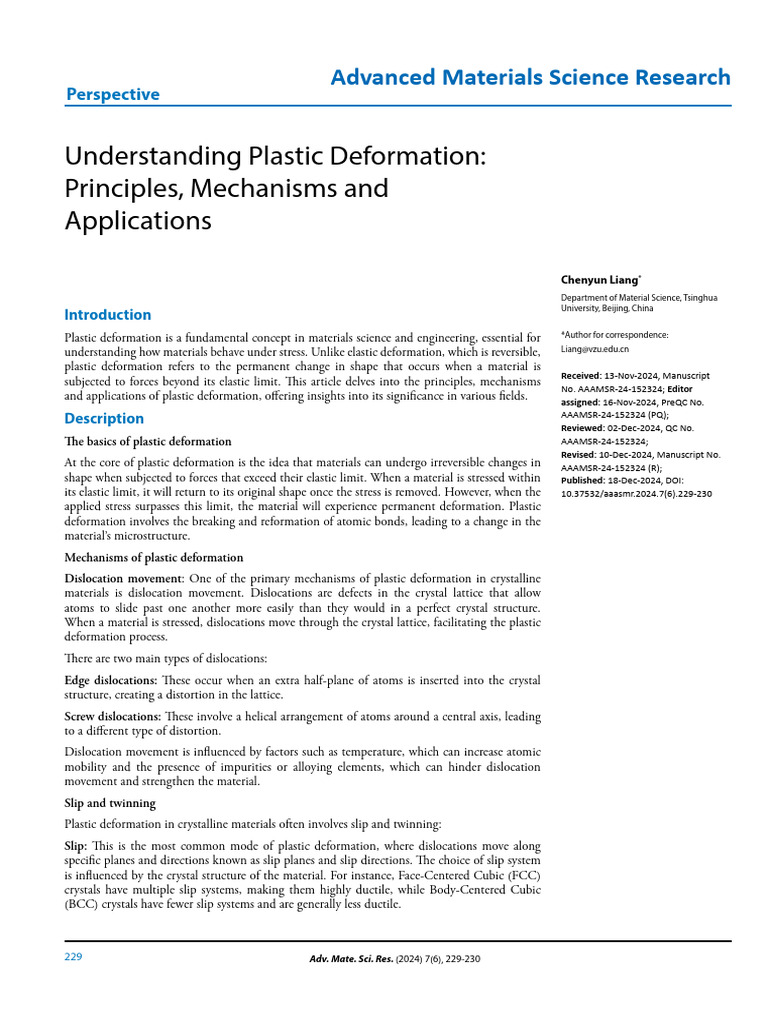Understanding Plastic Deformation Principles Mechanisms and ...