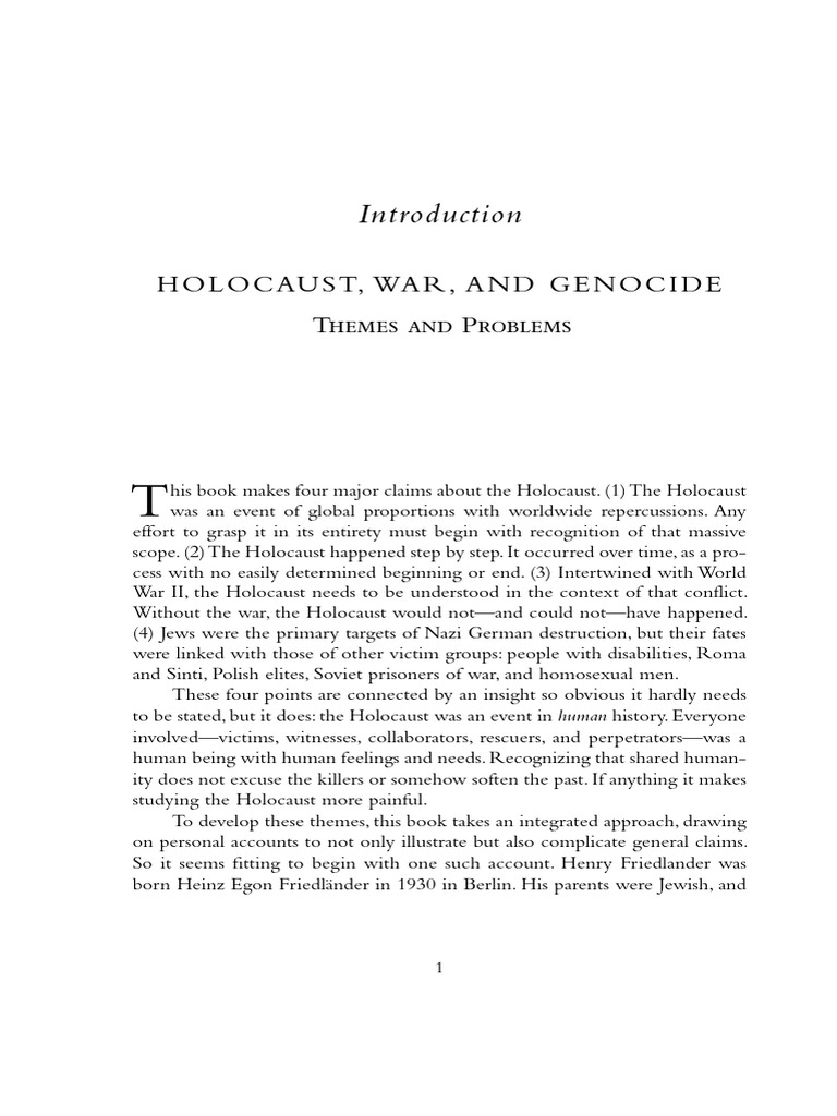 War and Genocide A Concise History of The Holocaus... - (Introduction ...