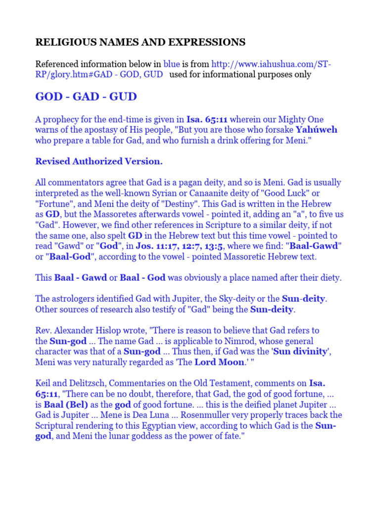 Names of Deities in World Religions | PDF | Amen | Glory (Religion)