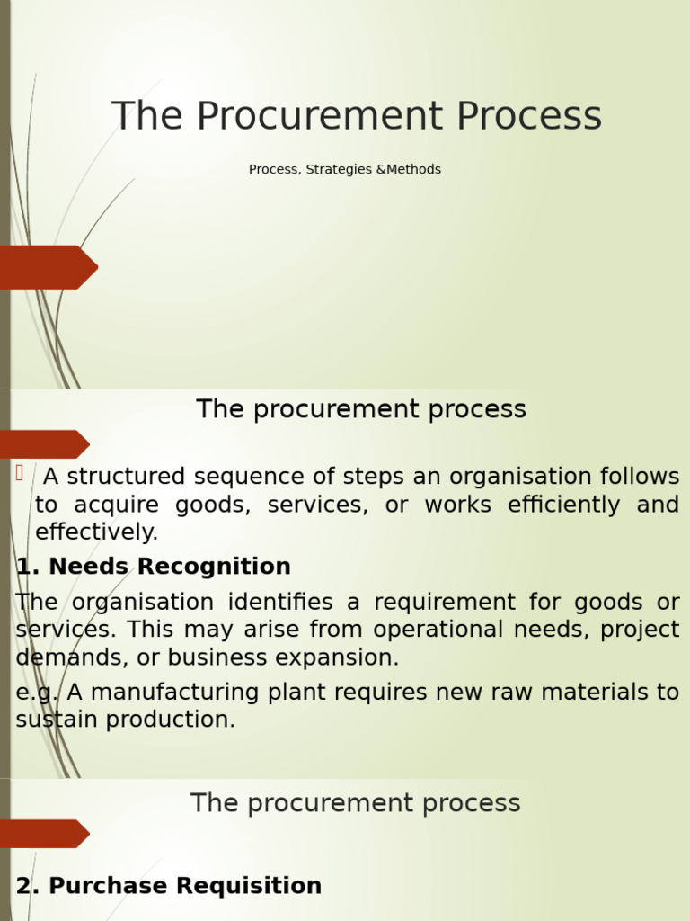 Lecture 2-The Procurement Process | PDF | Procurement | Supply Chain