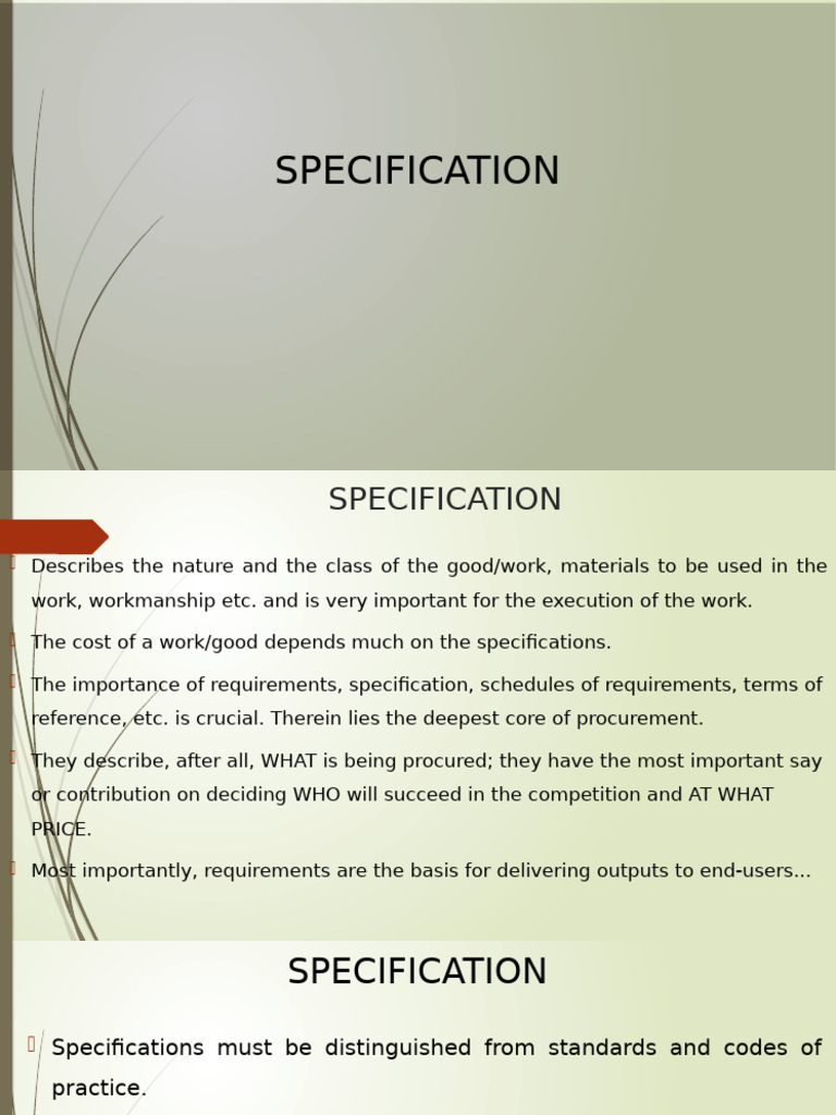 Importance of Specifications in Procurement | PDF | Specification ...