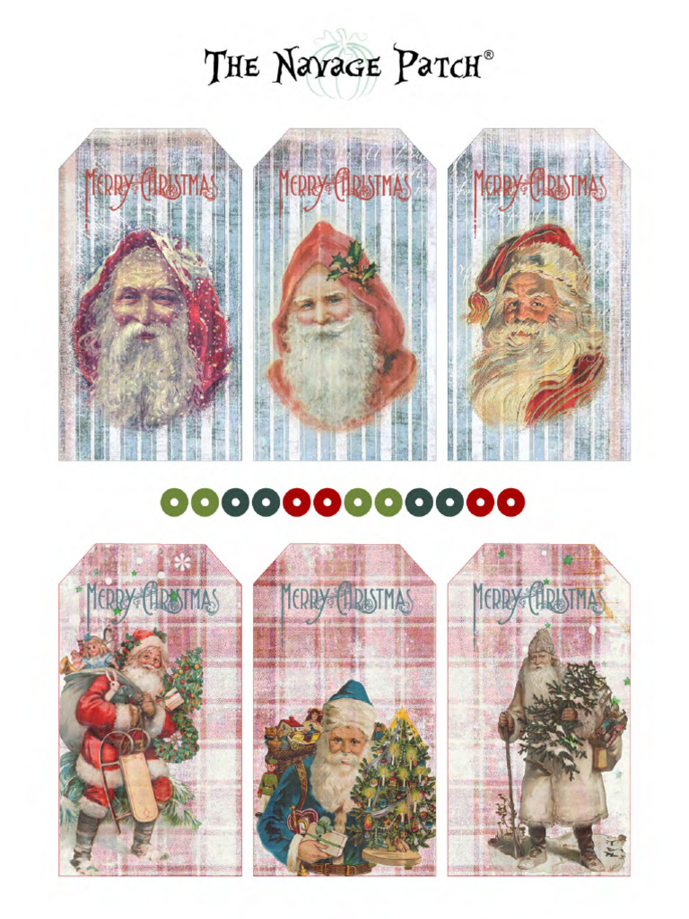 Set5 - Vintage Santa Gift Tags by TheNavagePatch | PDF