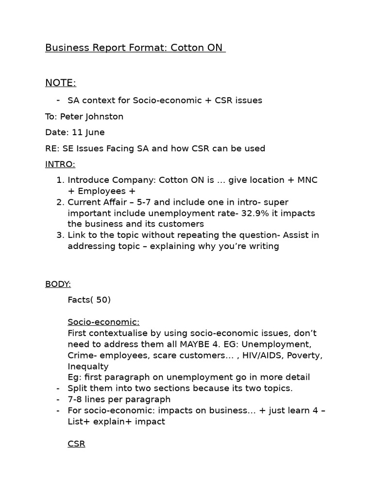Cotton ON: Socio-Economic & CSR Analysis | PDF