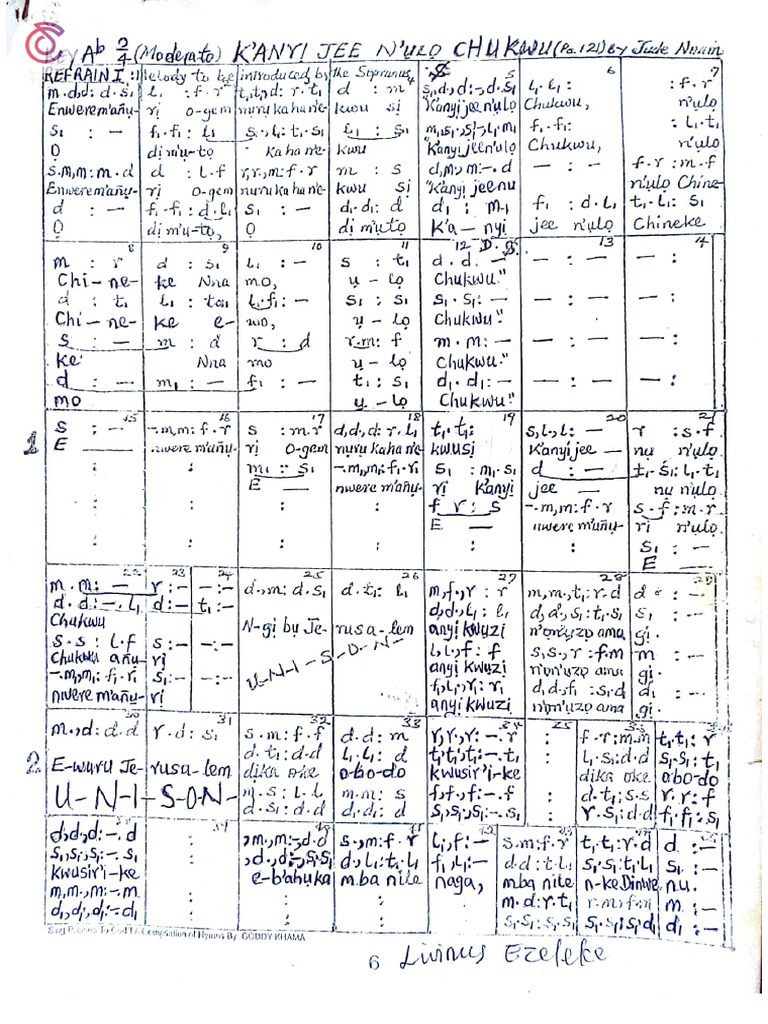 (Choirscript - Net) K' Anyi Jee N' Ulo Chukwu Jude Nnam 56034 | PDF